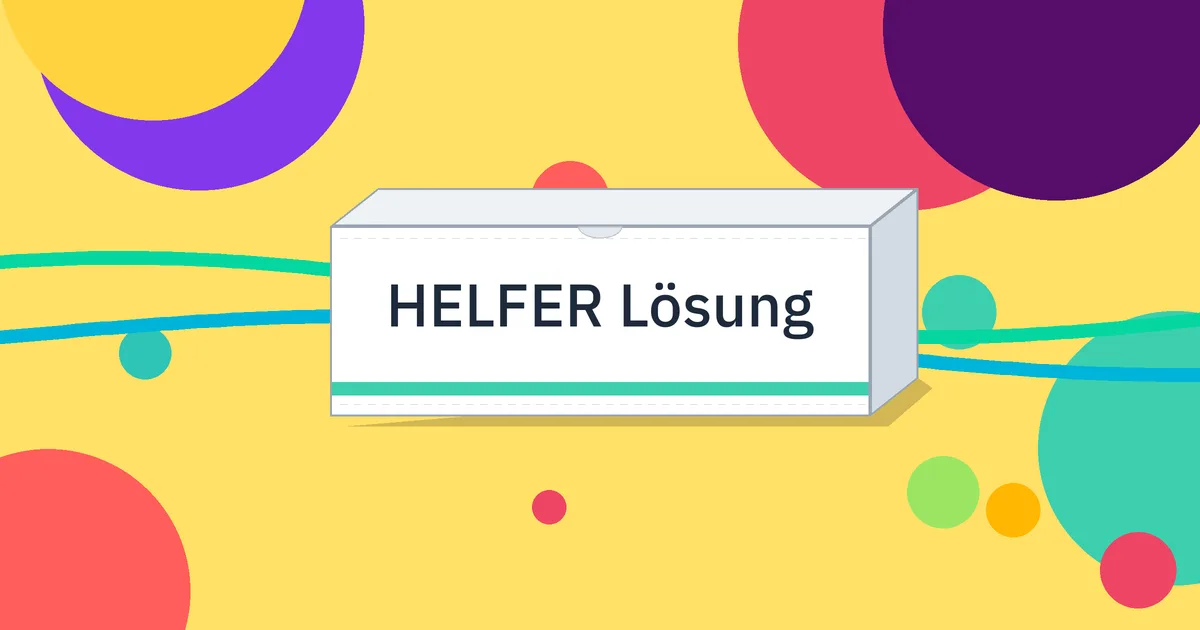 Symbolbild: Packung mit der Aufschrift HELFER Lösung (PZN 04982460) – Verfügbarkeit und Bezug in Apotheken in Frankfurt am Main