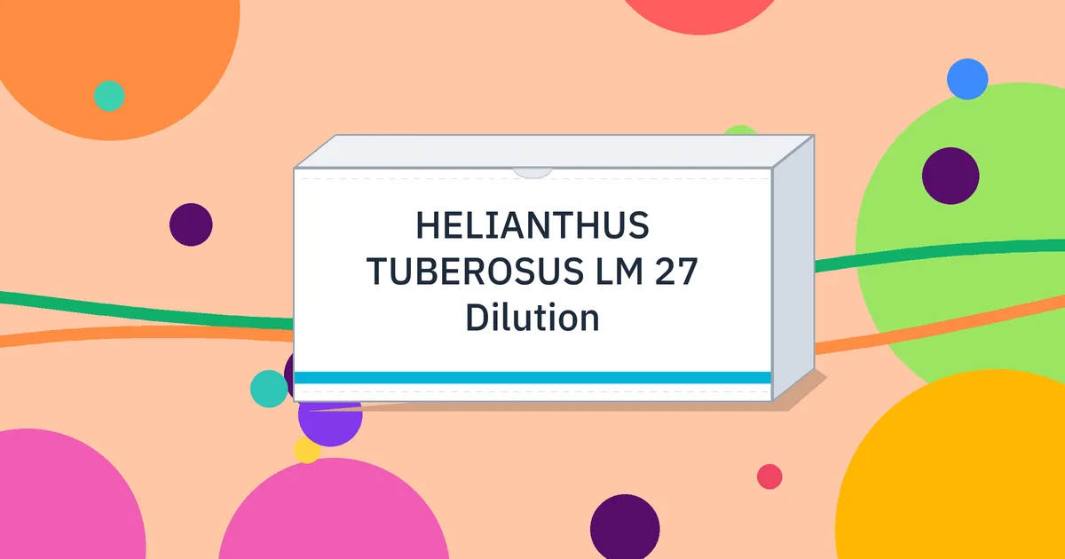 Symbolbild: Packung mit der Aufschrift HELIANTHUS TUBEROSUS LM 27 Dilution (PZN 13551807) – Verfügbarkeit und Bezug in Apotheken in Frankfurt am Main