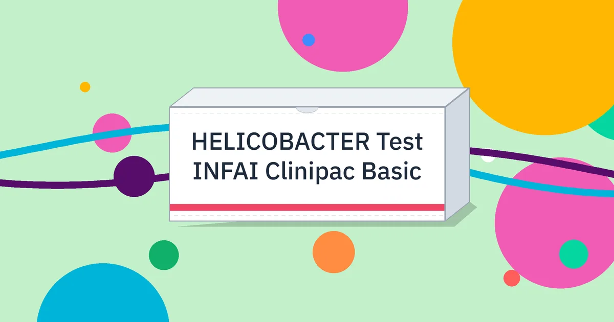 Symbolbild: Packung mit der Aufschrift HELICOBACTER Test INFAI Clinipac Basic (PZN 09063195) – Verfügbarkeit und Bezug in Apotheken in Frankfurt am Main