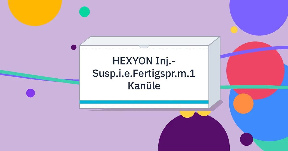 Symbolbild: Packung mit der Aufschrift HEXYON Inj.-Susp.i.e.Fertigspr.m.1 Kanüle (PZN 19691248) – Verfügbarkeit und Bezug in Apotheken in Frankfurt am Main