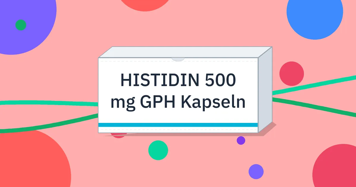 Symbolbild: Packung mit der Aufschrift HISTIDIN 500 mg GPH Kapseln (PZN 19860136) – Verfügbarkeit und Bezug in Apotheken in Frankfurt am Main