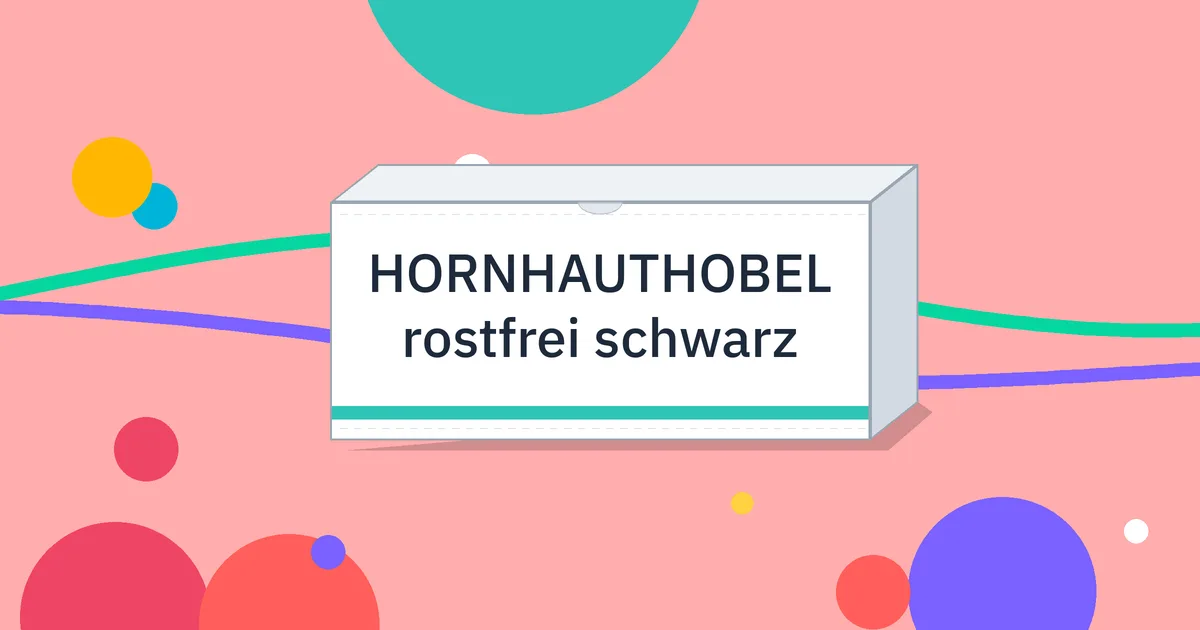 Symbolbild: Packung mit der Aufschrift HORNHAUTHOBEL rostfrei schwarz (PZN 01525644) – Verfügbarkeit und Bezug in Apotheken in Frankfurt am Main