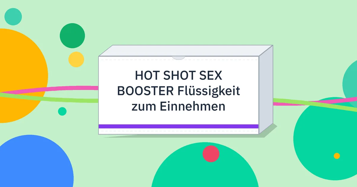 Symbolbild: Packung mit der Aufschrift HOT SHOT SEX BOOSTER Flüssigkeit zum Einnehmen (PZN 20513196) – Verfügbarkeit und Bezug in Apotheken in Frankfurt am Main