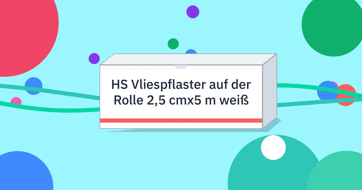 Symbolbild: Packung mit der Aufschrift HS Vliespflaster auf der Rolle 2,5 cmx5 m weiß (PZN 09741991) – Verfügbarkeit und Bezug in Apotheken in Frankfurt am Main