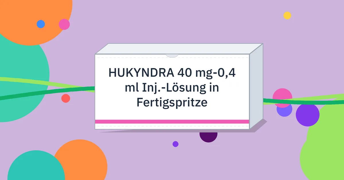 Symbolbild: Packung mit der Aufschrift HUKYNDRA 40 mg-0,4 ml Inj.-Lösung in Fertigspritze (PZN 18798903) – Verfügbarkeit und Bezug in Apotheken in Frankfurt am Main