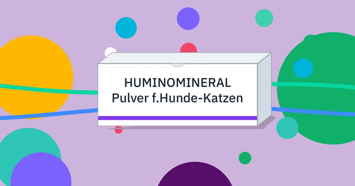 Symbolbild: Packung mit der Aufschrift HUMINOMINERAL Pulver f.Hunde-Katzen (PZN 19505317) – Verfügbarkeit und Bezug in Apotheken in Frankfurt am Main
