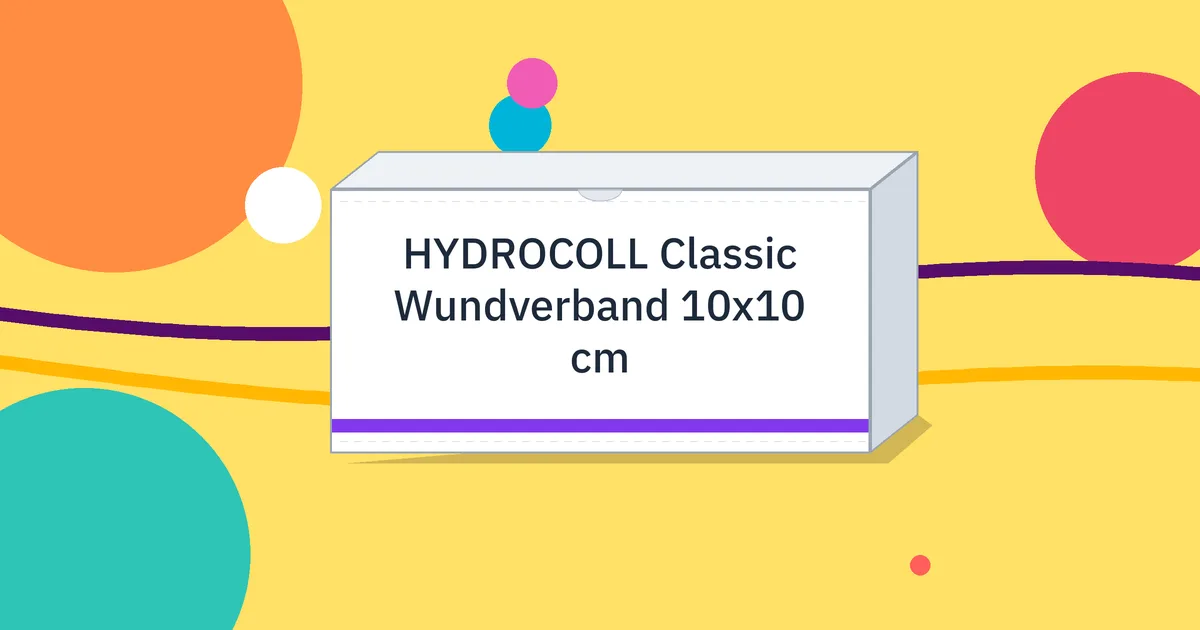 Symbolbild: Packung mit der Aufschrift HYDROCOLL Classic Wundverband 10x10 cm (PZN 20403622) – Verfügbarkeit und Bezug in Apotheken in Frankfurt am Main