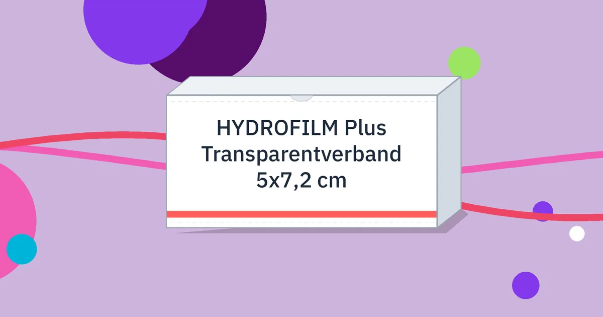 Symbolbild: Packung mit der Aufschrift HYDROFILM Plus Transparentverband 5x7,2 cm (PZN 04605711) – Verfügbarkeit und Bezug in Apotheken in Frankfurt am Main