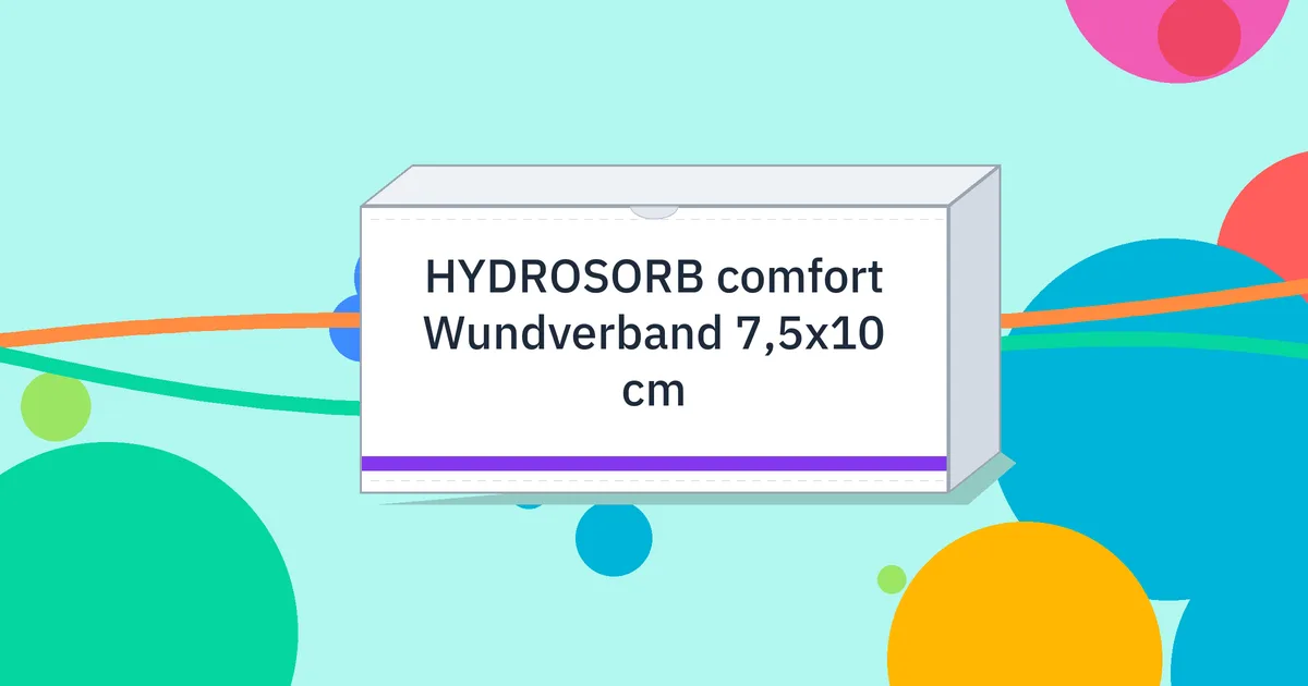 Symbolbild: Packung mit der Aufschrift HYDROSORB comfort Wundverband 7,5x10 cm (PZN 04390009) – Verfügbarkeit und Bezug in Apotheken in Frankfurt am Main