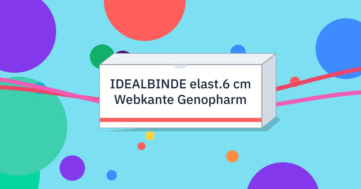 Symbolbild: Packung mit der Aufschrift IDEALBINDE elast.6 cm Webkante Genopharm (PZN 02257648) – Verfügbarkeit und Bezug in Apotheken in Frankfurt am Main
