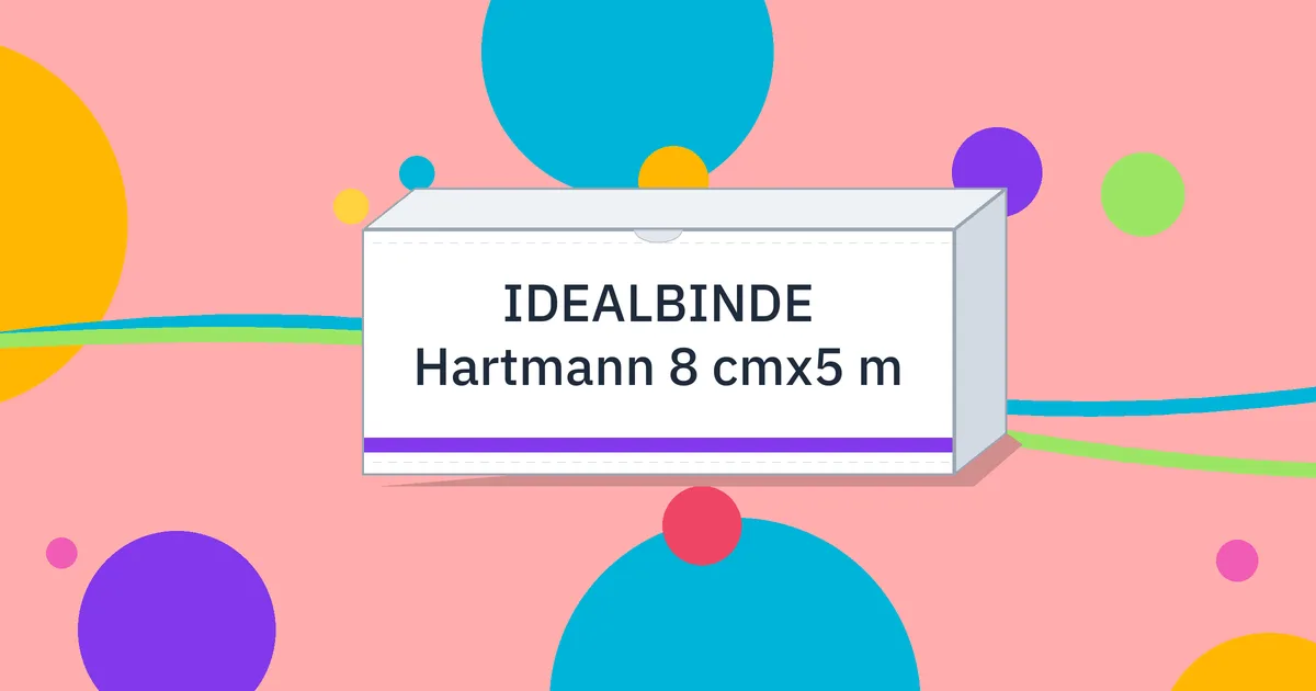 Symbolbild: Packung mit der Aufschrift IDEALBINDE Hartmann 8 cmx5 m (PZN 18680900) – Verfügbarkeit und Bezug in Apotheken in Frankfurt am Main