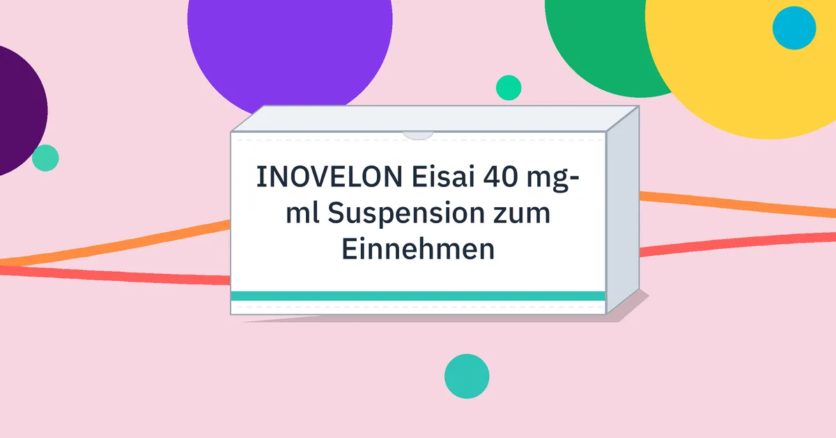 Symbolbild: Packung mit der Aufschrift INOVELON Eisai 40 mg-ml Suspension zum Einnehmen (PZN 09512291) – Verfügbarkeit und Bezug in Apotheken in Frankfurt am Main