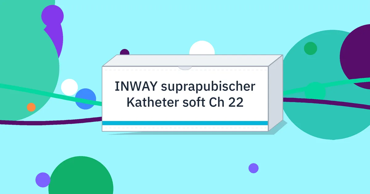 Symbolbild: Packung mit der Aufschrift INWAY suprapubischer Katheter soft Ch 22 (PZN 09736352) – Verfügbarkeit und Bezug in Apotheken in Frankfurt am Main
