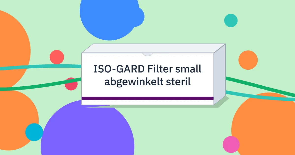 Symbolbild: Packung mit der Aufschrift ISO-GARD Filter small abgewinkelt steril (PZN 05033659) – Verfügbarkeit und Bezug in Apotheken in Frankfurt am Main