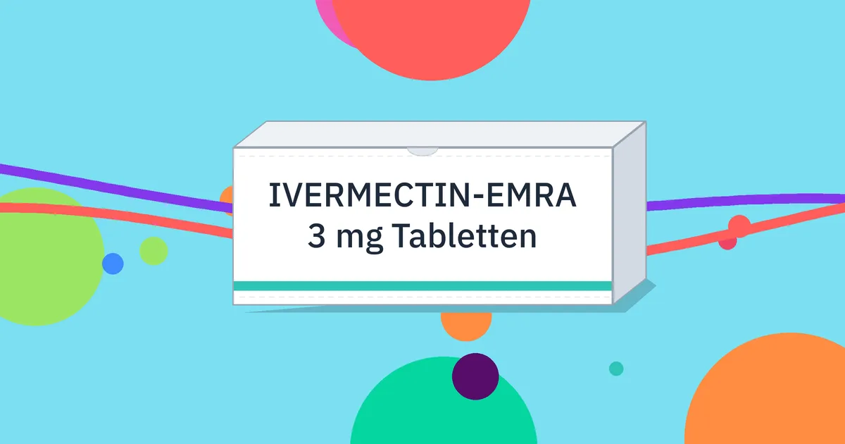 Symbolbild: Packung mit der Aufschrift IVERMECTIN-EMRA 3 mg Tabletten (PZN 18892281) – Verfügbarkeit und Bezug in Apotheken in Frankfurt am Main