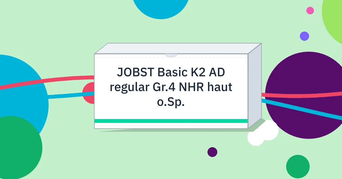 Symbolbild: Packung mit der Aufschrift JOBST Basic K2 AD regular Gr.4 NHR haut o.Sp. (PZN 15312484) – Verfügbarkeit und Bezug in Apotheken in Frankfurt am Main