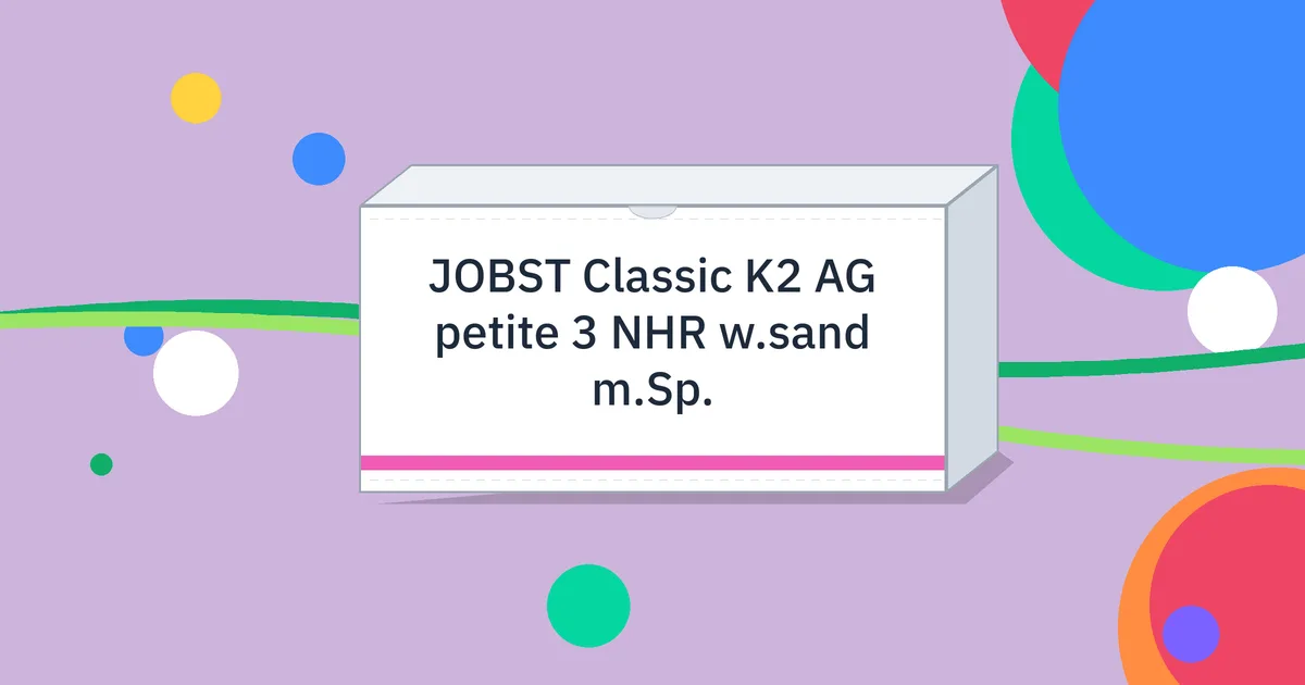 Symbolbild: Packung mit der Aufschrift JOBST Classic K2 AG petite 3 NHR w.sand m.Sp. (PZN 10728197) – Verfügbarkeit und Bezug in Apotheken in Frankfurt am Main