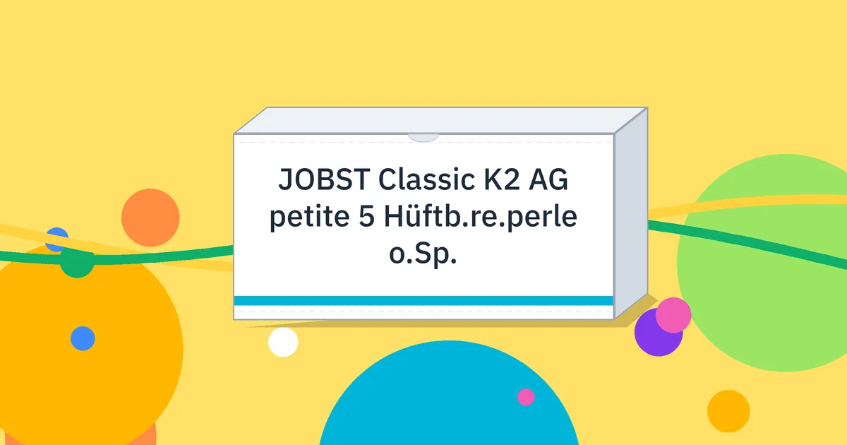 Symbolbild: Packung mit der Aufschrift JOBST Classic K2 AG petite 5 Hüftb.re.perle o.Sp. (PZN 13065685) – Verfügbarkeit und Bezug in Apotheken in Frankfurt am Main