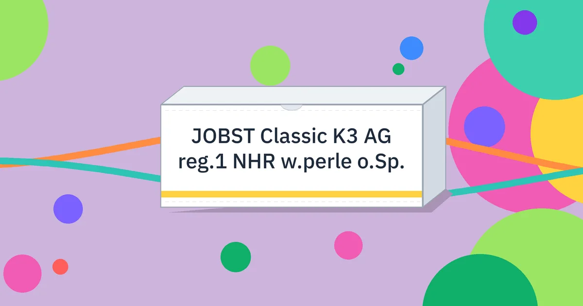 Symbolbild: Packung mit der Aufschrift JOBST Classic K3 AG reg.1 NHR w.perle o.Sp. (PZN 13073822) – Verfügbarkeit und Bezug in Apotheken in Frankfurt am Main