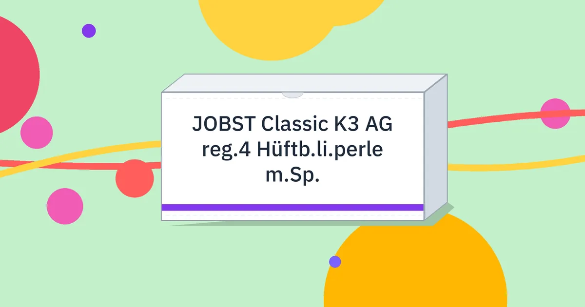 Symbolbild: Packung mit der Aufschrift JOBST Classic K3 AG reg.4 Hüftb.li.perle m.Sp. (PZN 13075324) – Verfügbarkeit und Bezug in Apotheken in Frankfurt am Main