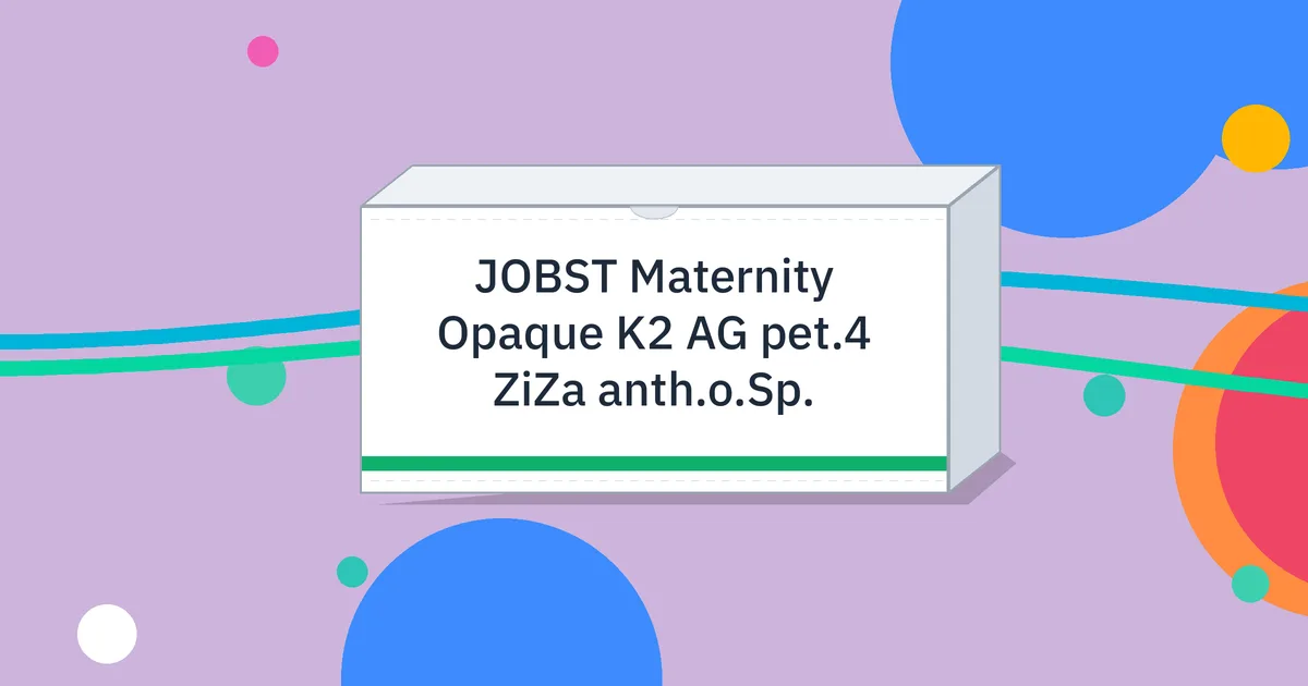 Symbolbild: Packung mit der Aufschrift JOBST Maternity Opaque K2 AG pet.4 ZiZa anth.o.Sp. (PZN 15856089) – Verfügbarkeit und Bezug in Apotheken in Frankfurt am Main