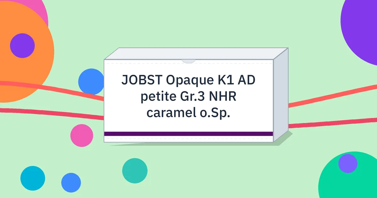 Symbolbild: Packung mit der Aufschrift JOBST Opaque K1 AD petite Gr.3 NHR caramel o.Sp. (PZN 13160225) – Verfügbarkeit und Bezug in Apotheken in Frankfurt am Main