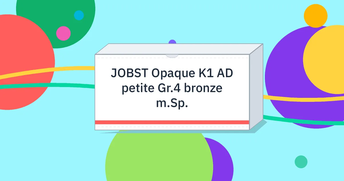 Symbolbild: Packung mit der Aufschrift JOBST Opaque K1 AD petite Gr.4 bronze m.Sp. (PZN 13078506) – Verfügbarkeit und Bezug in Apotheken in Frankfurt am Main