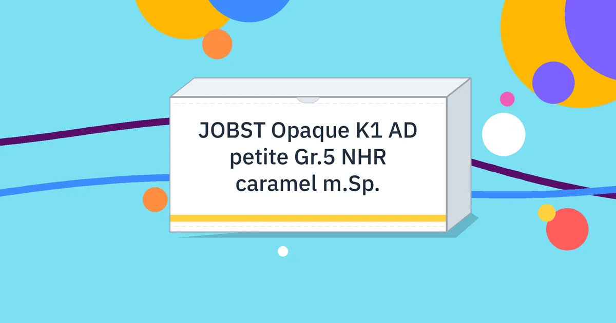 Symbolbild: Packung mit der Aufschrift JOBST Opaque K1 AD petite Gr.5 NHR caramel m.Sp. (PZN 13160188) – Verfügbarkeit und Bezug in Apotheken in Frankfurt am Main