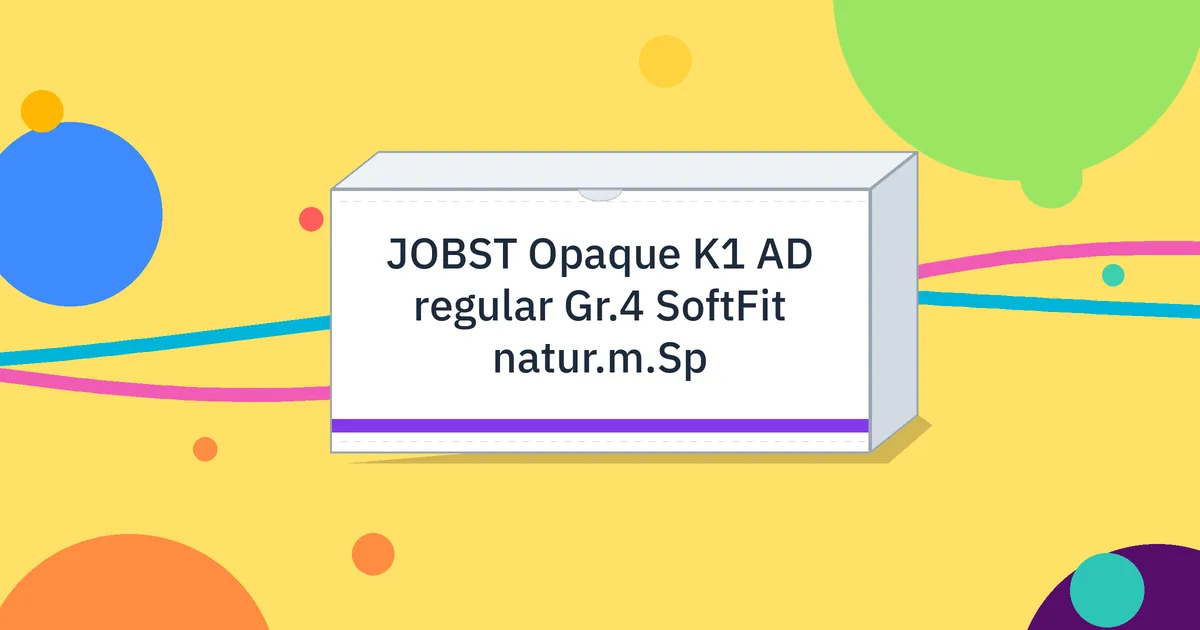 Symbolbild: Packung mit der Aufschrift JOBST Opaque K1 AD regular Gr.4 SoftFit natur.m.Sp (PZN 13081922) – Verfügbarkeit und Bezug in Apotheken in Frankfurt am Main