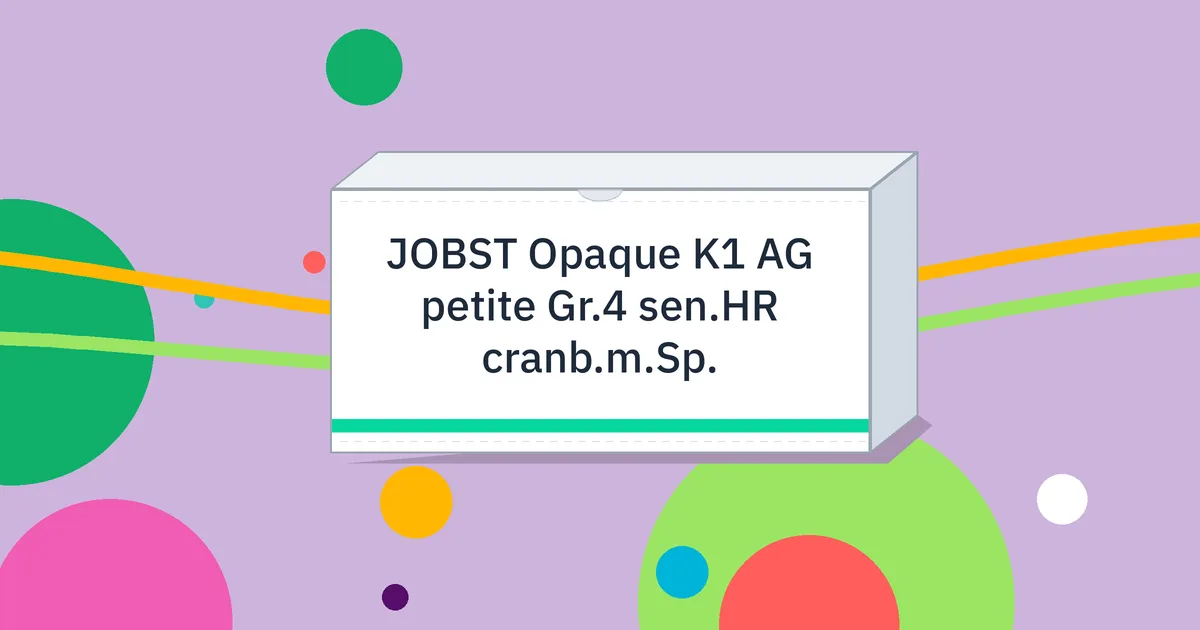 Symbolbild: Packung mit der Aufschrift JOBST Opaque K1 AG petite Gr.4 sen.HR cranb.m.Sp. (PZN 13085535) – Verfügbarkeit und Bezug in Apotheken in Frankfurt am Main