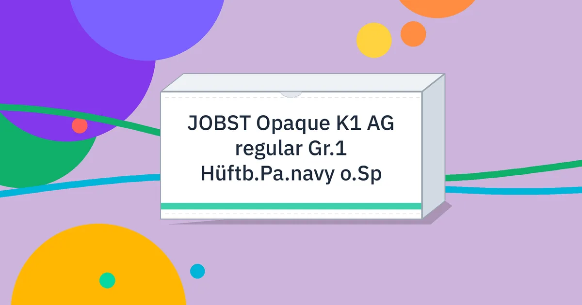 Symbolbild: Packung mit der Aufschrift JOBST Opaque K1 AG regular Gr.1 Hüftb.Pa.navy o.Sp (PZN 13100832) – Verfügbarkeit und Bezug in Apotheken in Frankfurt am Main