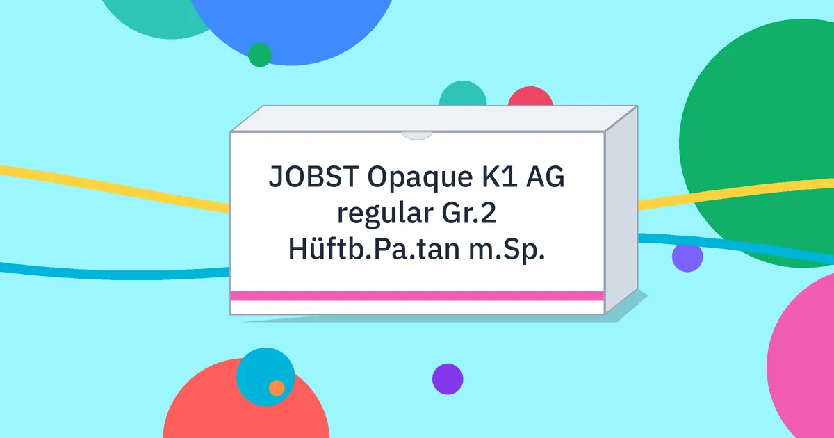 Symbolbild: Packung mit der Aufschrift JOBST Opaque K1 AG regular Gr.2 Hüftb.Pa.tan m.Sp. (PZN 16272611) – Verfügbarkeit und Bezug in Apotheken in Frankfurt am Main