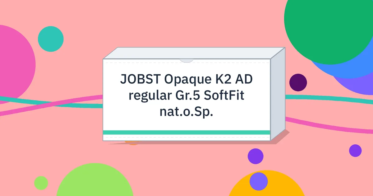 Symbolbild: Packung mit der Aufschrift JOBST Opaque K2 AD regular Gr.5 SoftFit nat.o.Sp. (PZN 11249984) – Verfügbarkeit und Bezug in Apotheken in Frankfurt am Main