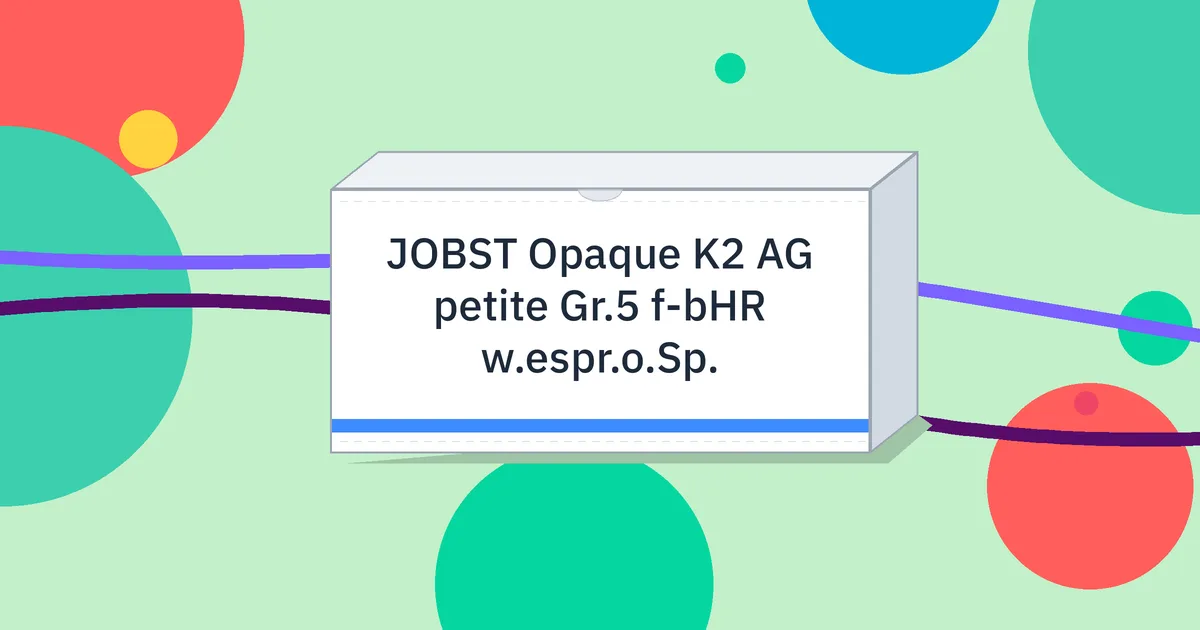 Symbolbild: Packung mit der Aufschrift JOBST Opaque K2 AG petite Gr.5 f-bHR w.espr.o.Sp. (PZN 16285714) – Verfügbarkeit und Bezug in Apotheken in Frankfurt am Main