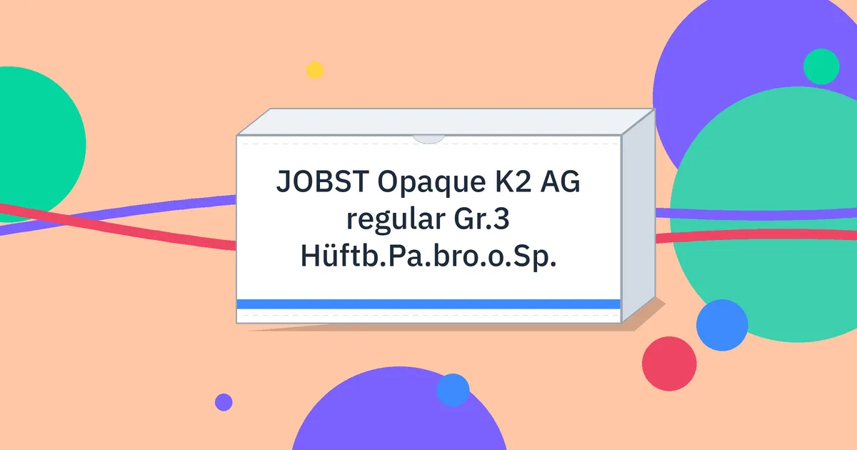 Symbolbild: Packung mit der Aufschrift JOBST Opaque K2 AG regular Gr.3 Hüftb.Pa.bro.o.Sp. (PZN 13116721) – Verfügbarkeit und Bezug in Apotheken in Frankfurt am Main