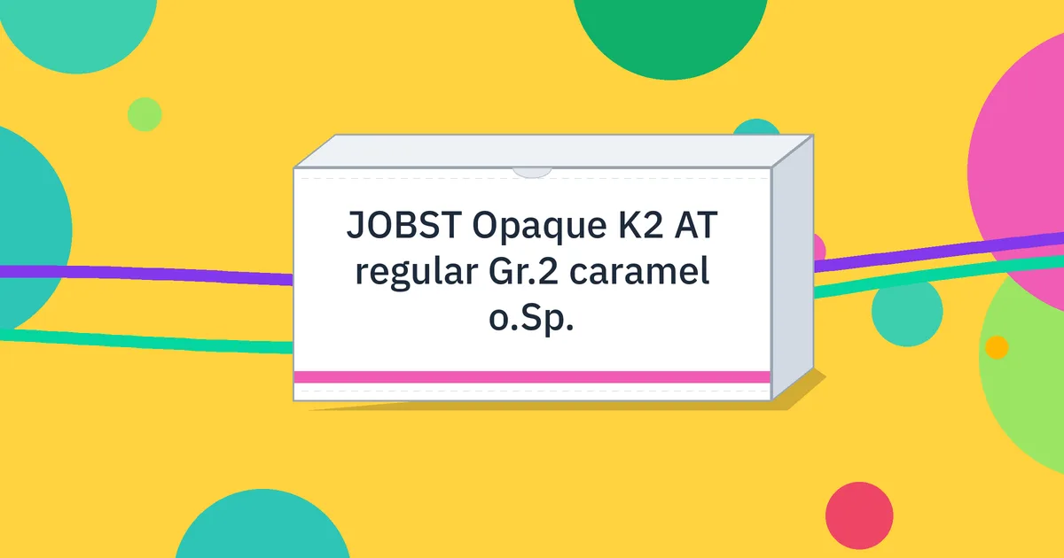 Symbolbild: Packung mit der Aufschrift JOBST Opaque K2 AT regular Gr.2 caramel o.Sp. (PZN 10724035) – Verfügbarkeit und Bezug in Apotheken in Frankfurt am Main