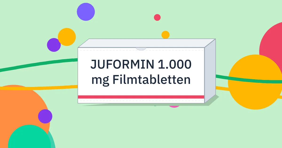 Symbolbild: Packung mit der Aufschrift JUFORMIN 1.000 mg Filmtabletten (PZN 11028674) – Verfügbarkeit und Bezug in Apotheken in Frankfurt am Main