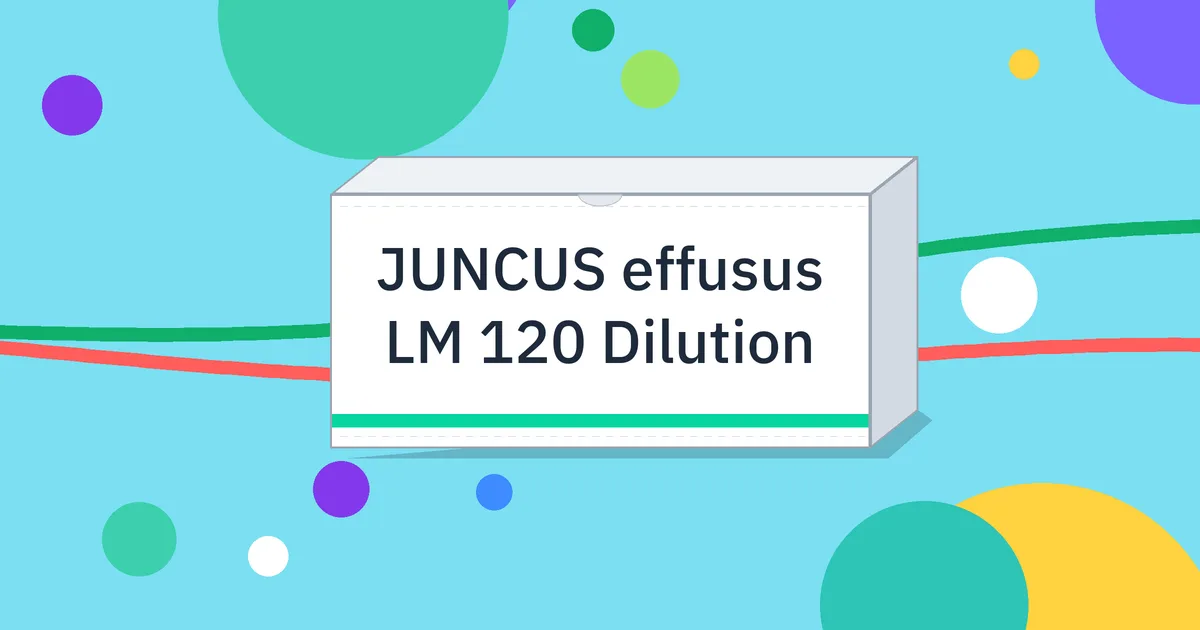 Symbolbild: Packung mit der Aufschrift JUNCUS effusus LM 120 Dilution (PZN 13564460) – Verfügbarkeit und Bezug in Apotheken in Frankfurt am Main
