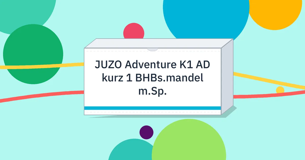 Symbolbild: Packung mit der Aufschrift JUZO Adventure K1 AD kurz 1 BHBs.mandel m.Sp. (PZN 15496202) – Verfügbarkeit und Bezug in Apotheken in Frankfurt am Main