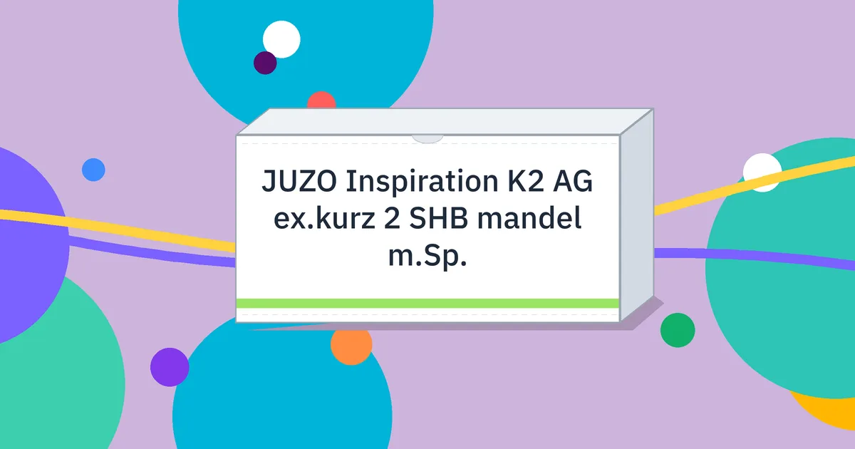 Symbolbild: Packung mit der Aufschrift JUZO Inspiration K2 AG ex.kurz 2 SHB mandel m.Sp. (PZN 14924328) – Verfügbarkeit und Bezug in Apotheken in Frankfurt am Main