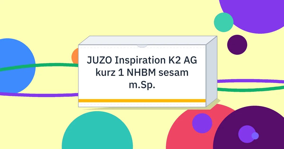 Symbolbild: Packung mit der Aufschrift JUZO Inspiration K2 AG kurz 1 NHBM sesam m.Sp. (PZN 14920649) – Verfügbarkeit und Bezug in Apotheken in Frankfurt am Main