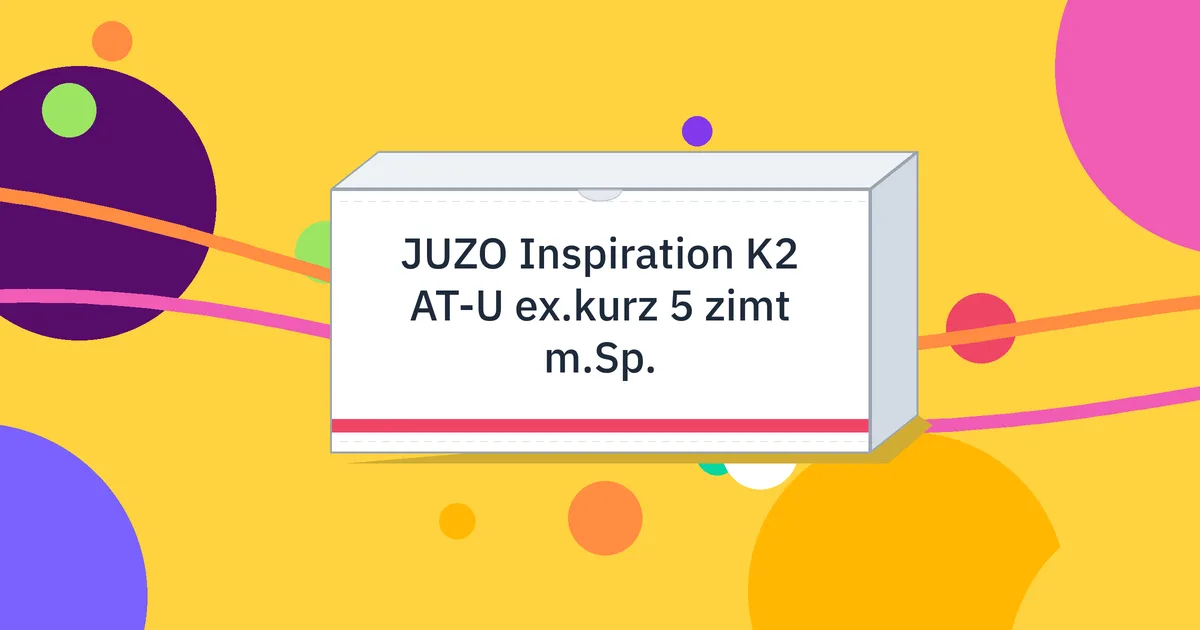 Symbolbild: Packung mit der Aufschrift JUZO Inspiration K2 AT-U ex.kurz 5 zimt m.Sp. (PZN 14930412) – Verfügbarkeit und Bezug in Apotheken in Frankfurt am Main