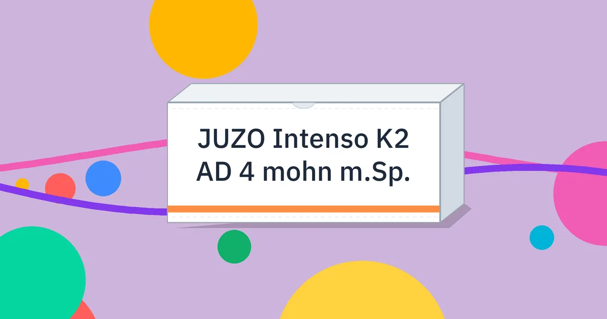 Symbolbild: Packung mit der Aufschrift JUZO Intenso K2 AD 4 mohn m.Sp. (PZN 18606476) – Verfügbarkeit und Bezug in Apotheken in Frankfurt am Main