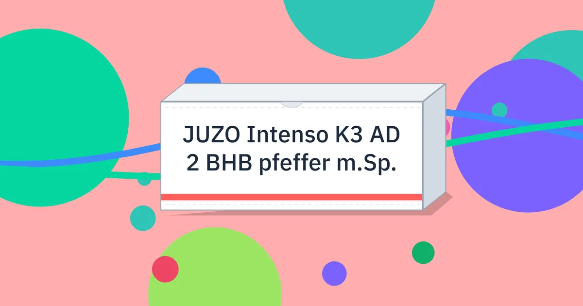 Symbolbild: Packung mit der Aufschrift JUZO Intenso K3 AD 2 BHB pfeffer m.Sp. (PZN 18634231) – Verfügbarkeit und Bezug in Apotheken in Frankfurt am Main
