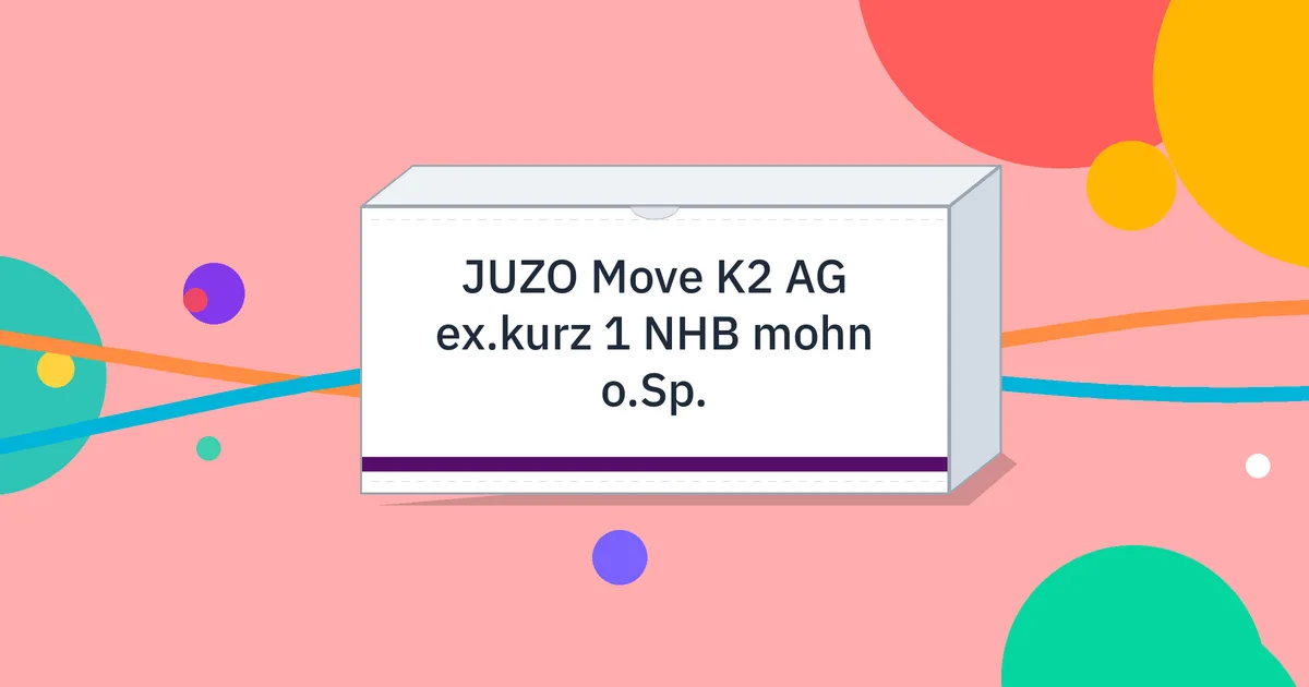 Symbolbild: Packung mit der Aufschrift JUZO Move K2 AG ex.kurz 1 NHB mohn o.Sp. (PZN 18565286) – Verfügbarkeit und Bezug in Apotheken in Frankfurt am Main