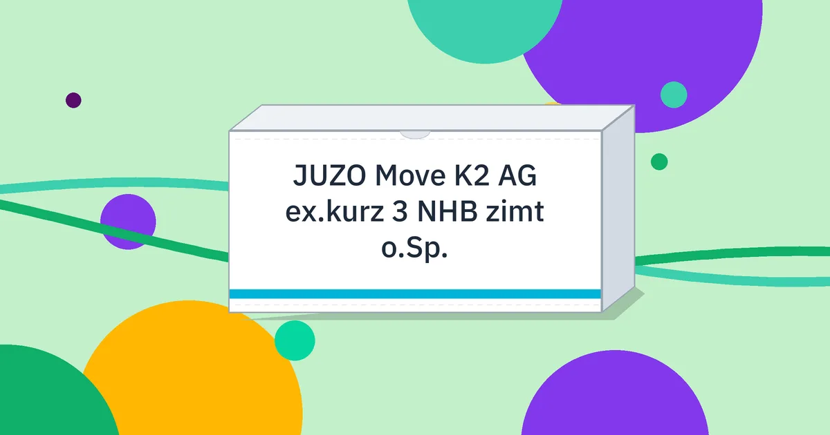 Symbolbild: Packung mit der Aufschrift JUZO Move K2 AG ex.kurz 3 NHB zimt o.Sp. (PZN 18533636) – Verfügbarkeit und Bezug in Apotheken in Frankfurt am Main