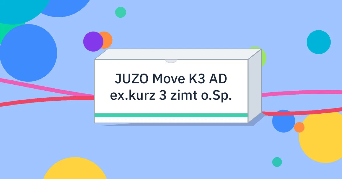 Symbolbild: Packung mit der Aufschrift JUZO Move K3 AD ex.kurz 3 zimt o.Sp. (PZN 18569901) – Verfügbarkeit und Bezug in Apotheken in Frankfurt am Main