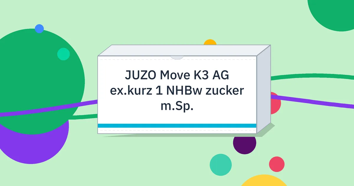 Symbolbild: Packung mit der Aufschrift JUZO Move K3 AG ex.kurz 1 NHBw zucker m.Sp. (PZN 18582327) – Verfügbarkeit und Bezug in Apotheken in Frankfurt am Main