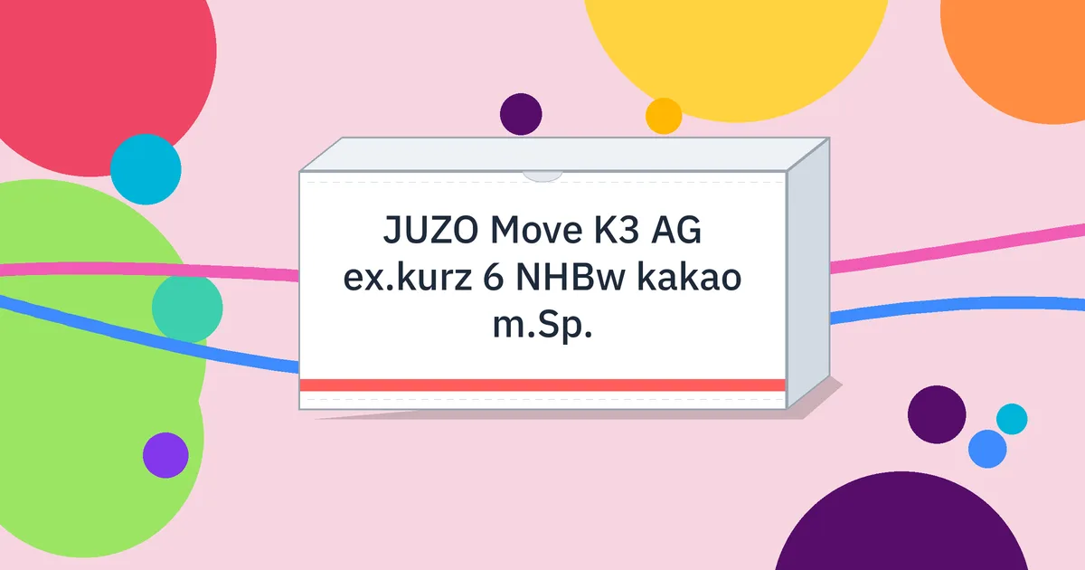 Symbolbild: Packung mit der Aufschrift JUZO Move K3 AG ex.kurz 6 NHBw kakao m.Sp. (PZN 18594460) – Verfügbarkeit und Bezug in Apotheken in Frankfurt am Main
