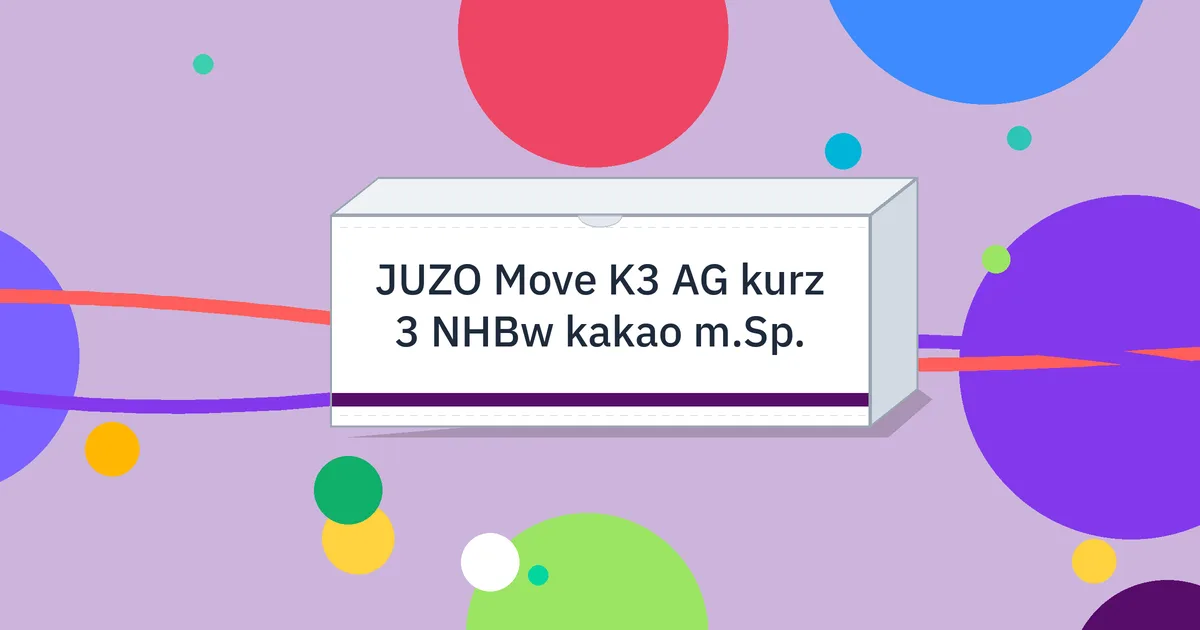 Symbolbild: Packung mit der Aufschrift JUZO Move K3 AG kurz 3 NHBw kakao m.Sp. (PZN 18590433) – Verfügbarkeit und Bezug in Apotheken in Frankfurt am Main